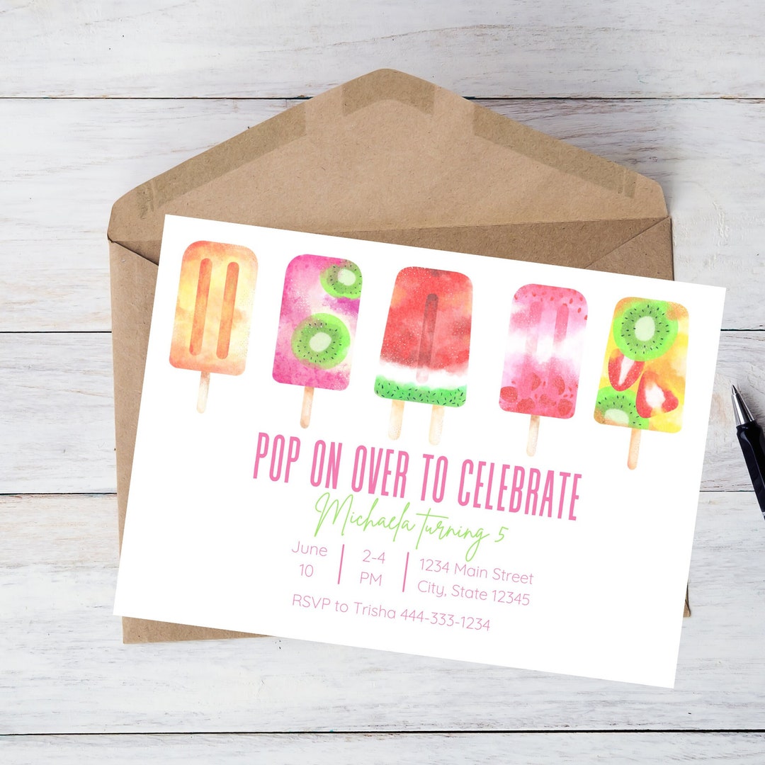 Editable Pop on Over Birthday Party Invitation Template DIGITAL ...
