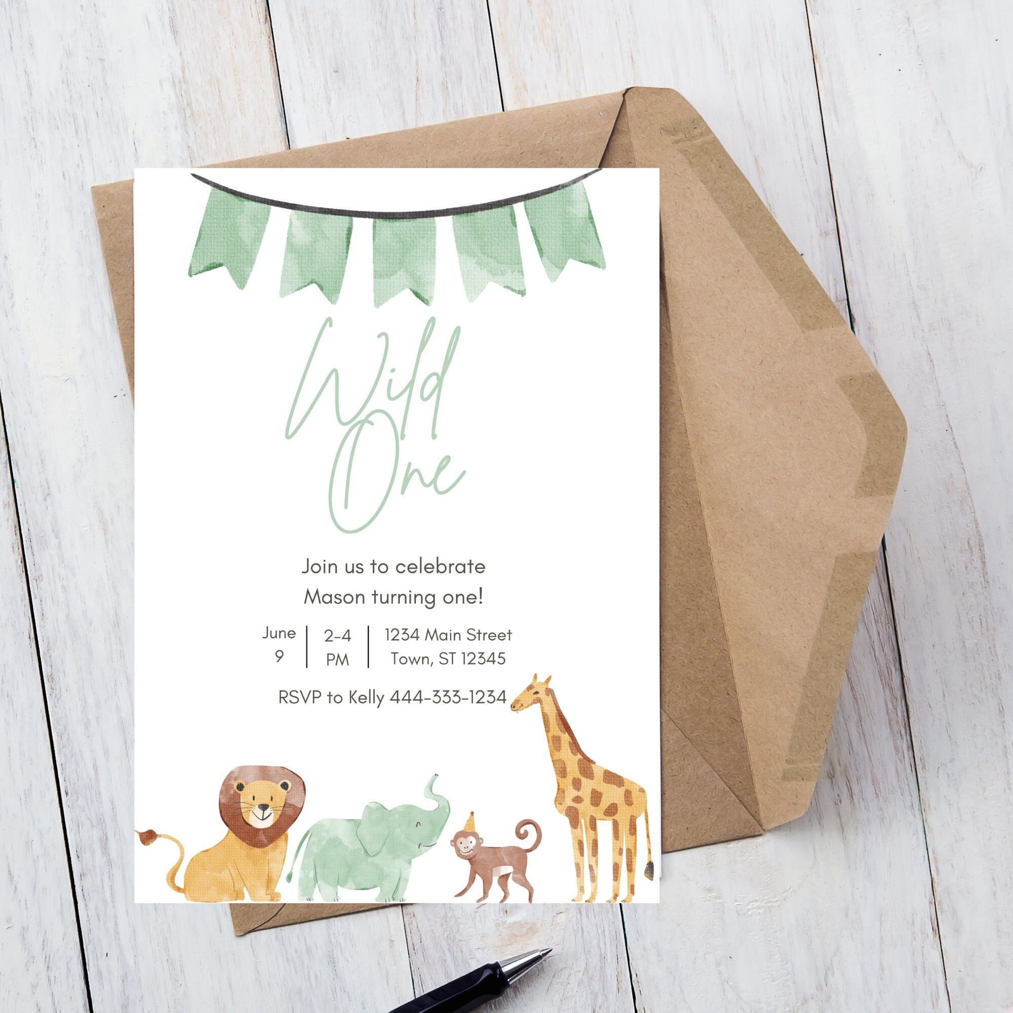Editable Wild One Birthday Party Invitation Template DIGITAL - Etsy