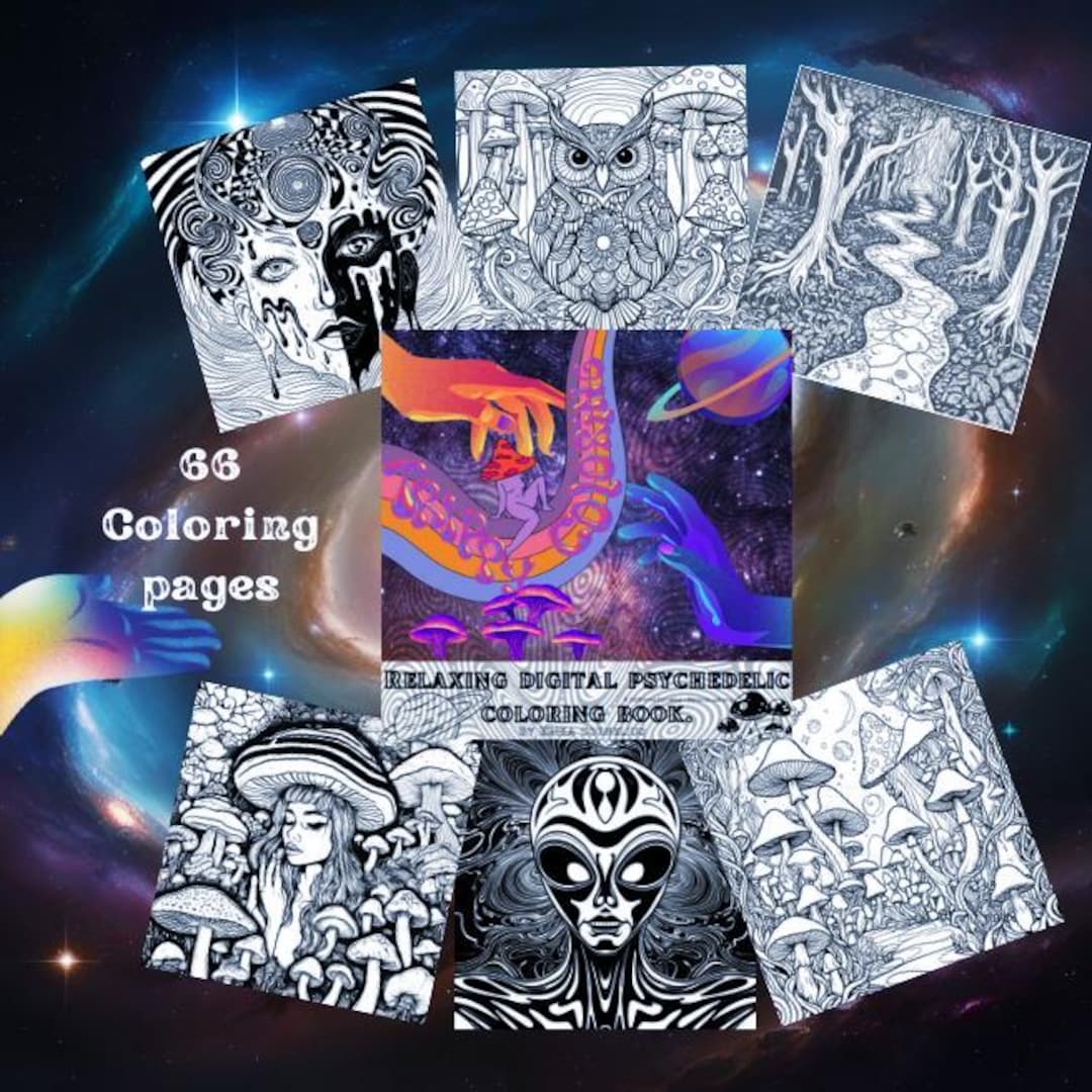 66 Digital Trippy Coloring Pages | Printable Psychedelic Art Book ...