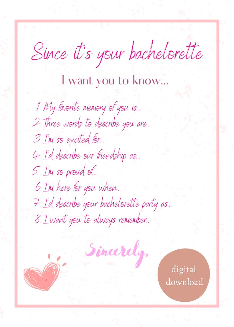 Sincere and Sweet Bachelorette Game - Etsy