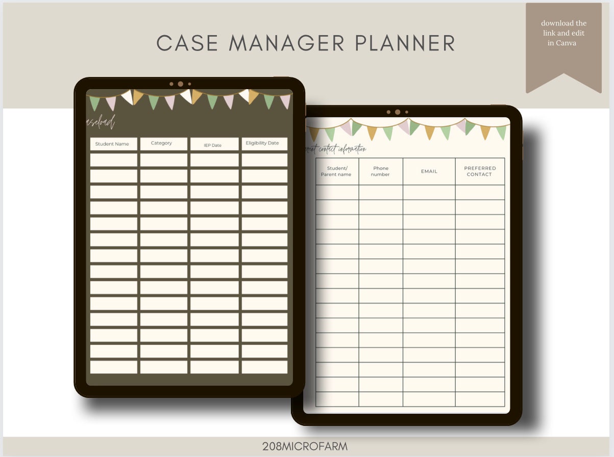 Case Manager Planner Digital IEP Planner Case Load Organizer Special ...