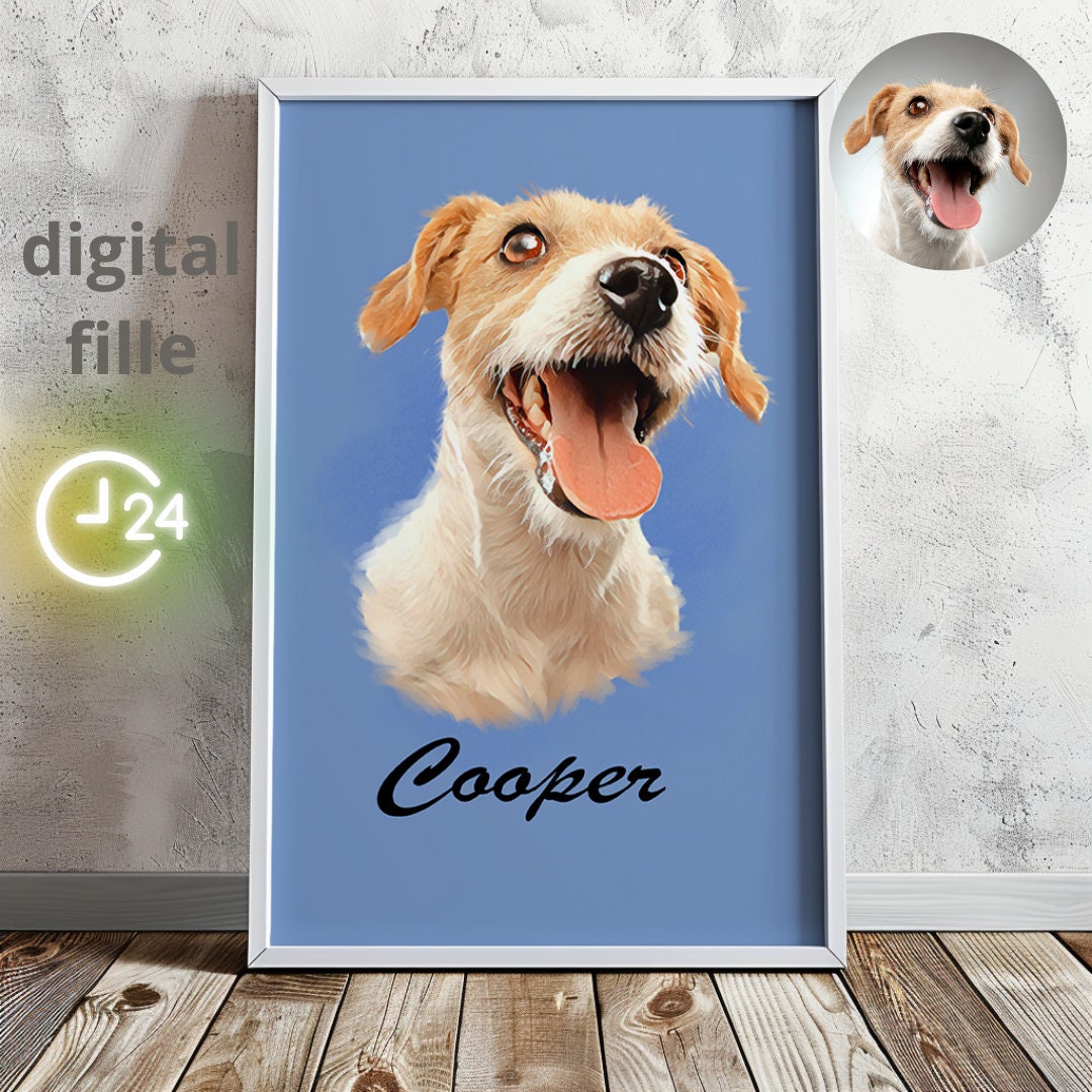 Custom Pet Portraits From Pet Photos, Personalized Digital Dog Portraits, Cat Portraits, Custom ...