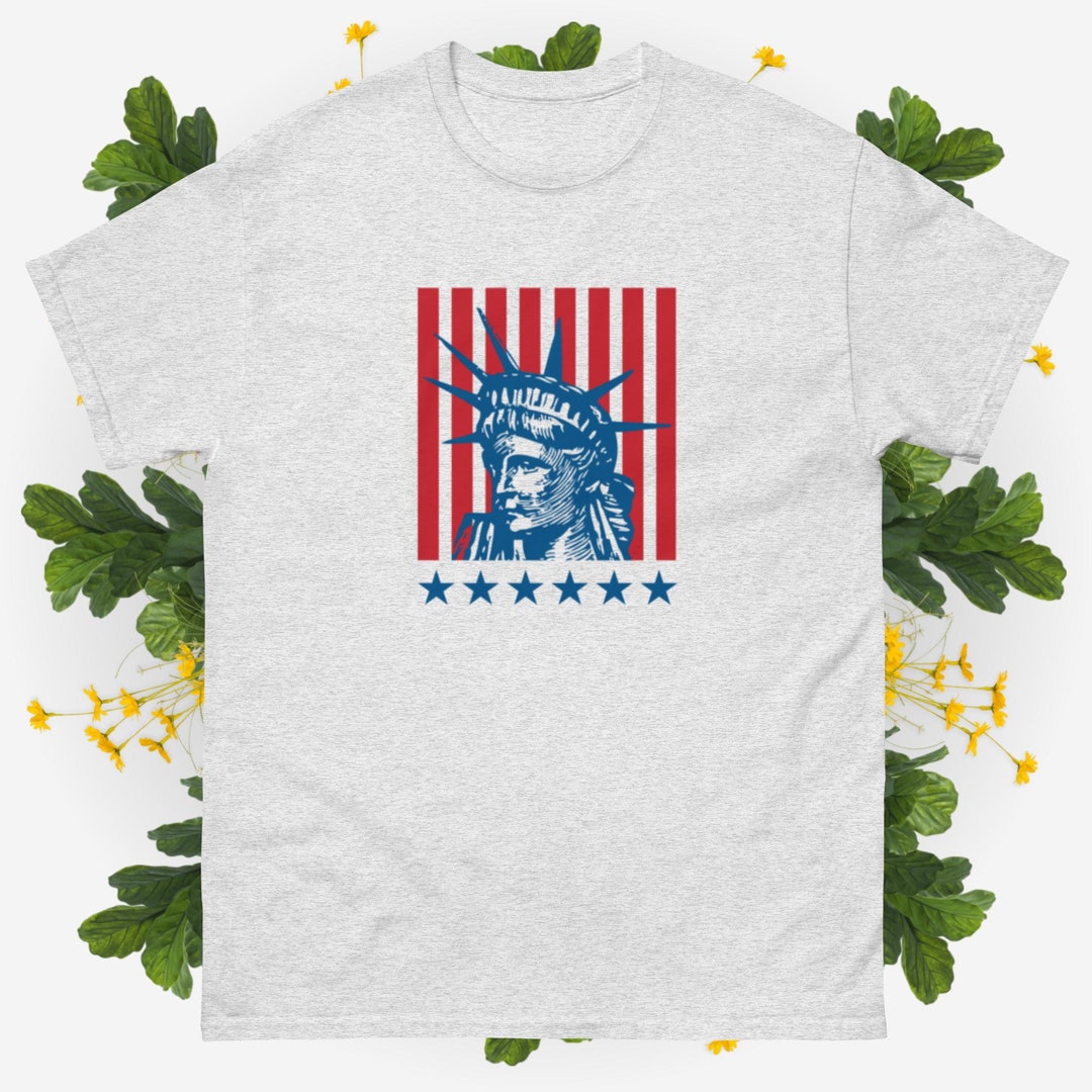 USA Theme Cool Drippy Mens Tee Liberty United States Fun Comfy T-shirt ...