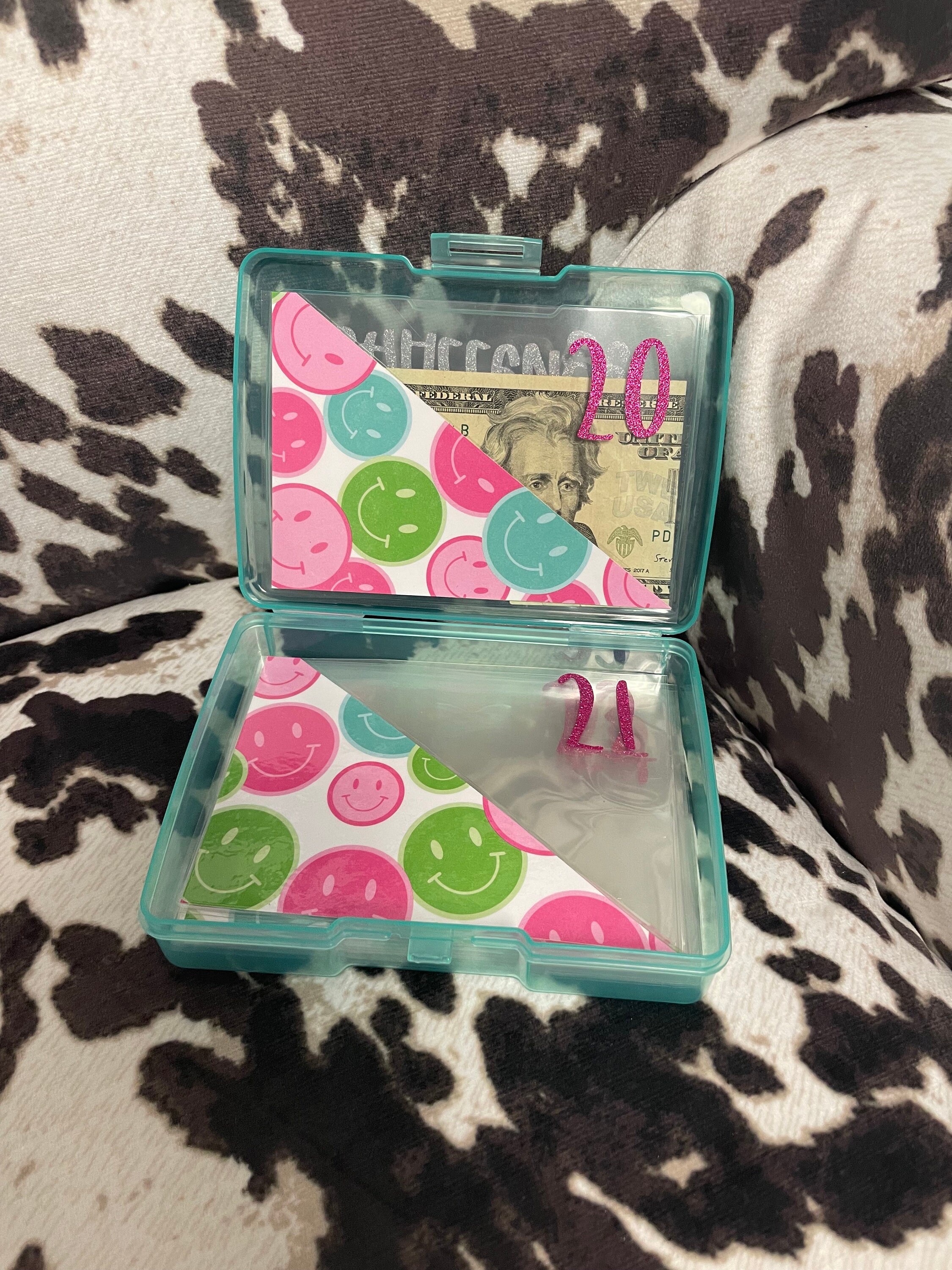 30 Envelope Challenge, Smiley Face , Pink, Savings Challenge, Budgeting ...