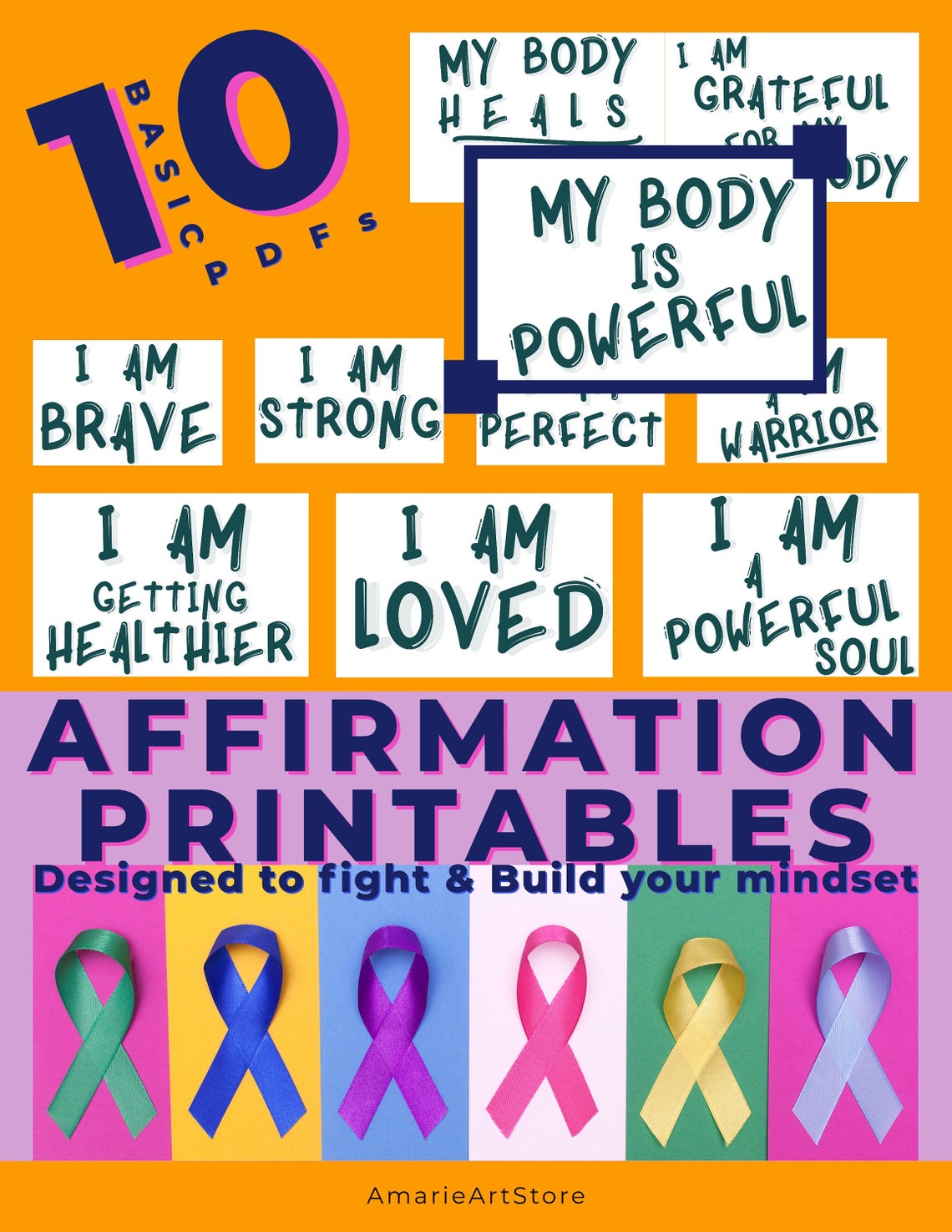 Cancer Affirmation Printables | Positive Mindset Quotes | Mental Health ...