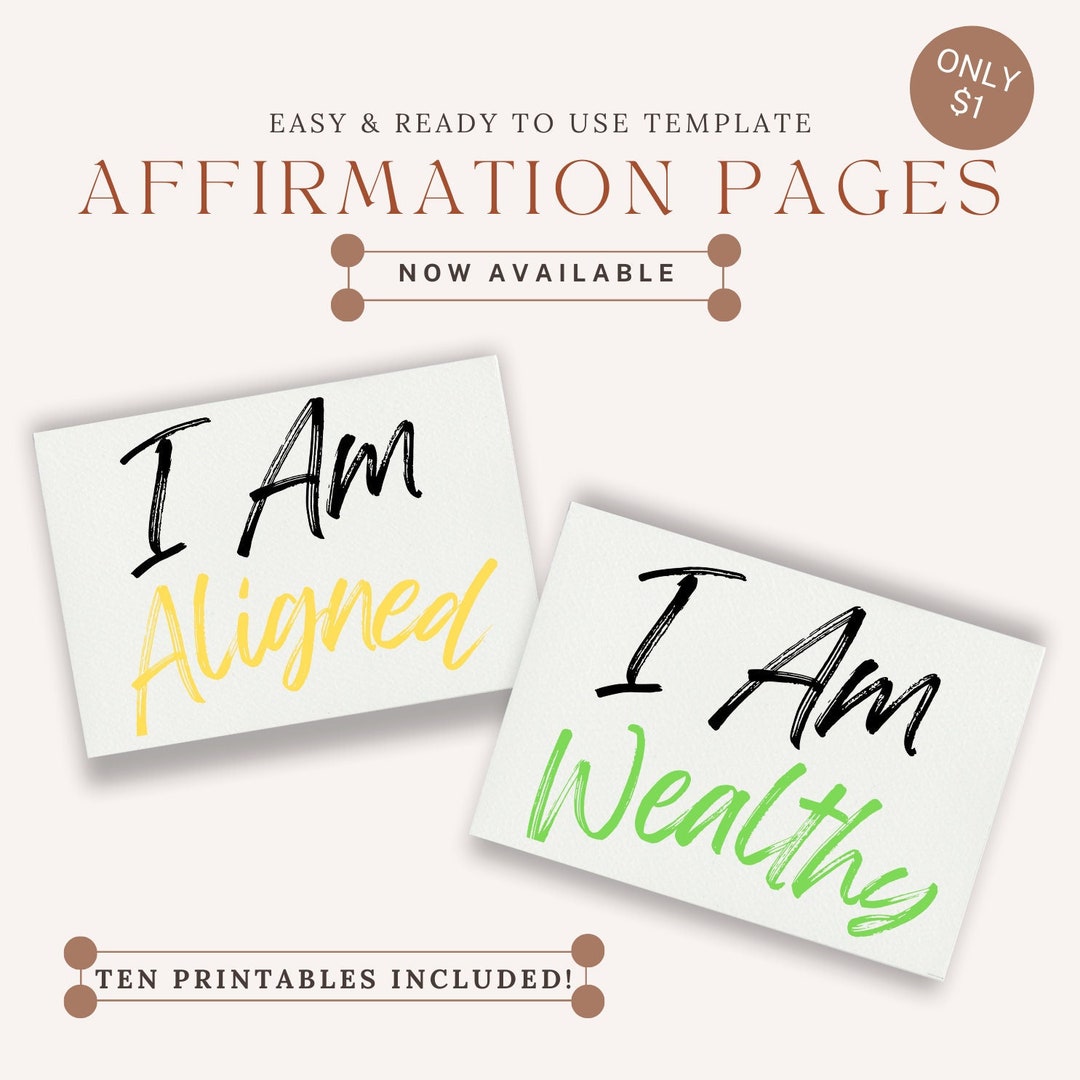 Positive Affirmation Printables Bundle: 10 Digital Downloads - Etsy