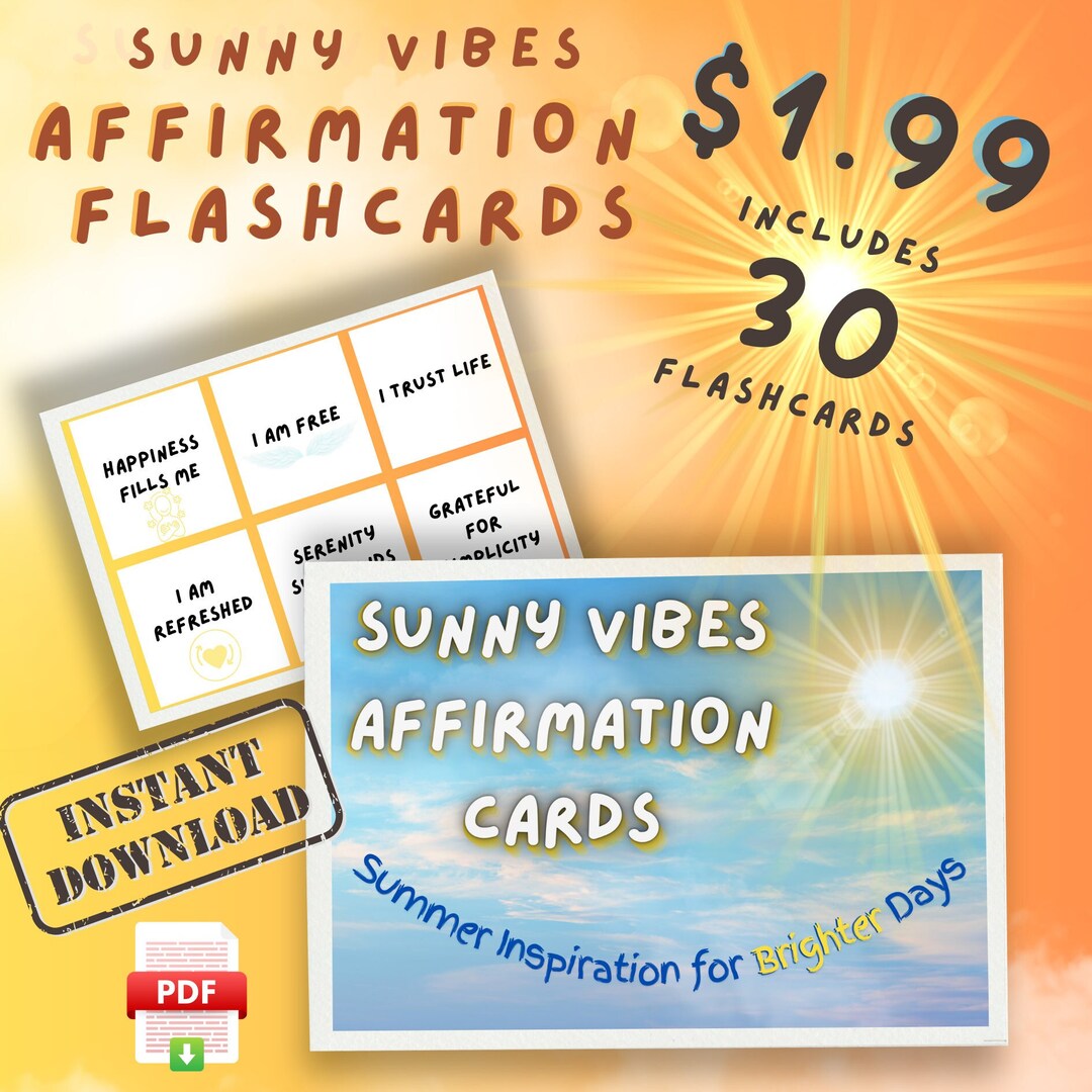 Sunny Vibes Affirmation Cards: Summer Inspiration for Brighter Days ...