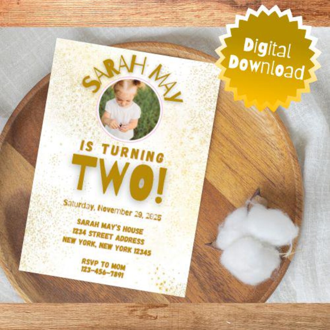 Gold Stars Birthday Invitation for Kids or Adults | Editable Canva ...