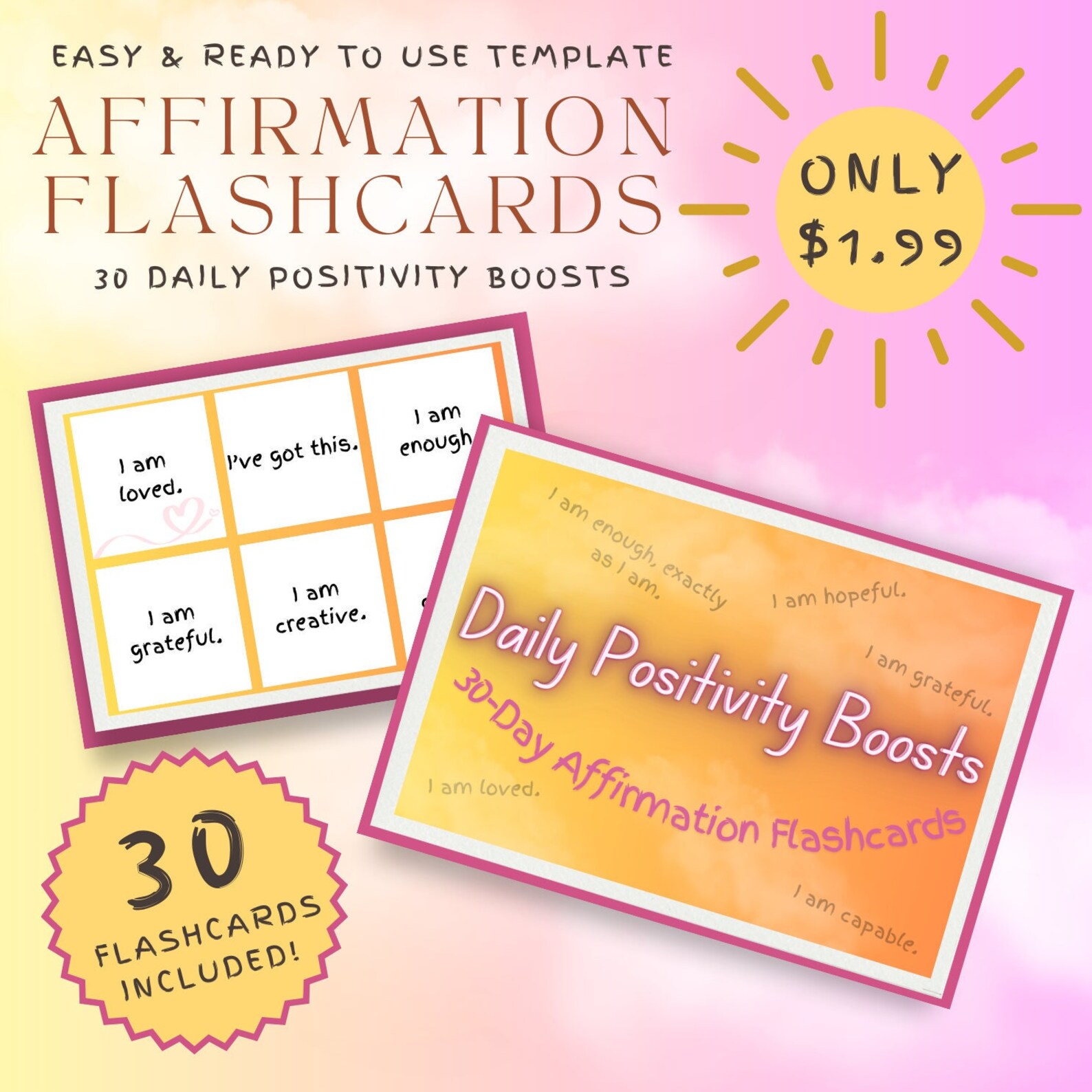 30-day Affirmation Flashcards: Daily Positivity Boosts - DIGITAL ...