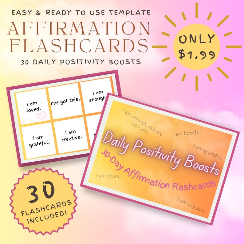 30-day Affirmation Flashcards: Daily Positivity Boosts - DIGITAL ...