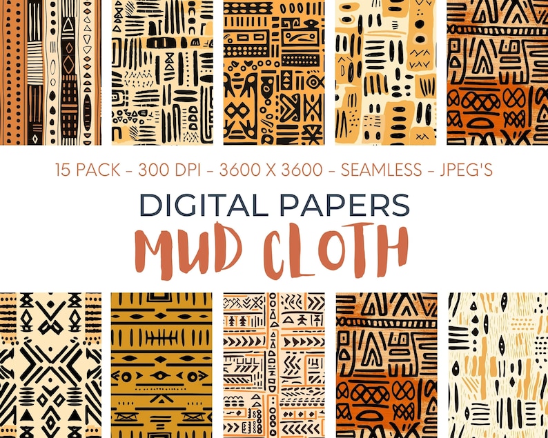African Pattern Digital Paper Seamless Pattern for Download Mud Cloth ...