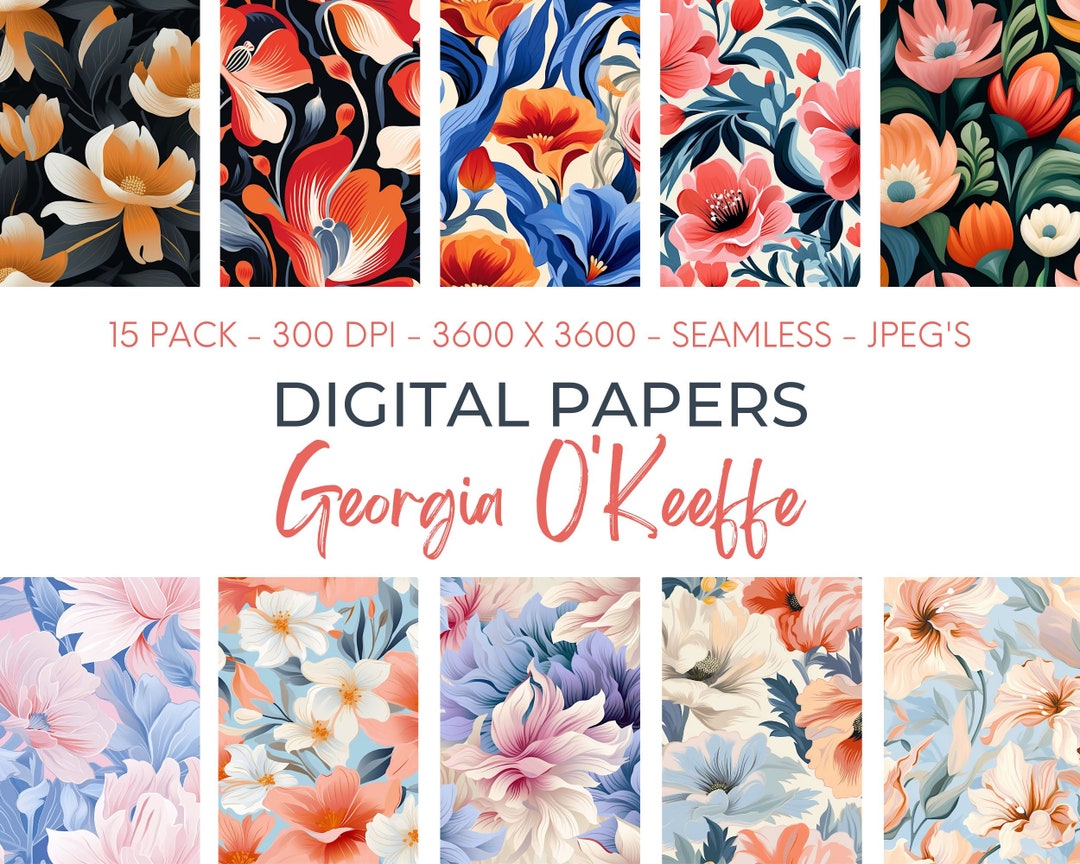 Georgia O'keeffee Digital Paper Seamless Pattern for Digital Download ...
