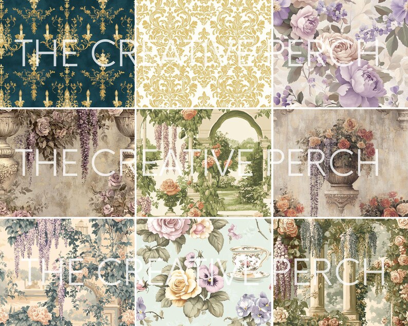 Regency Era Digital Paper Seamless Pattern Download Vintage Digital ...