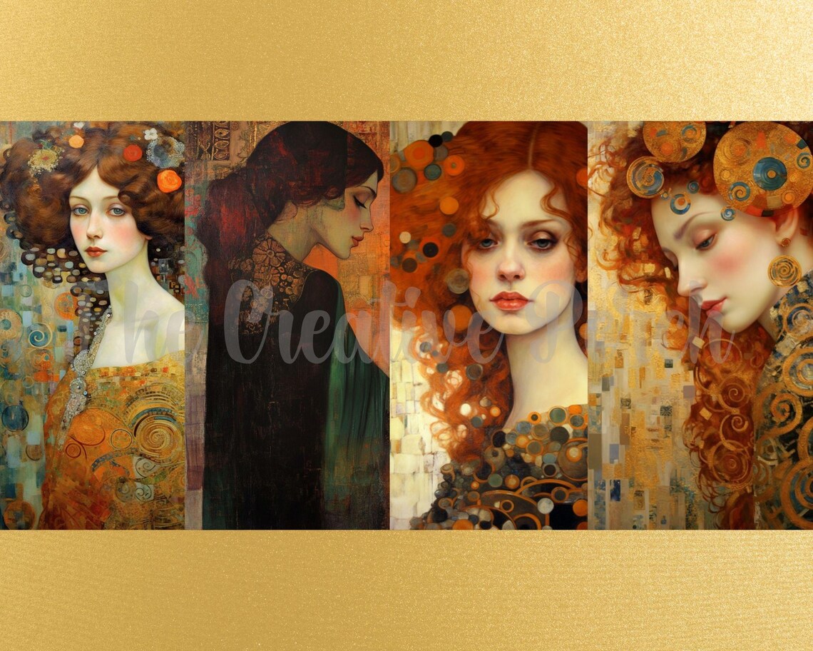 Gustav Klimt ATC Cards, Portrait Journaling Cards, Art Junk Journal ...
