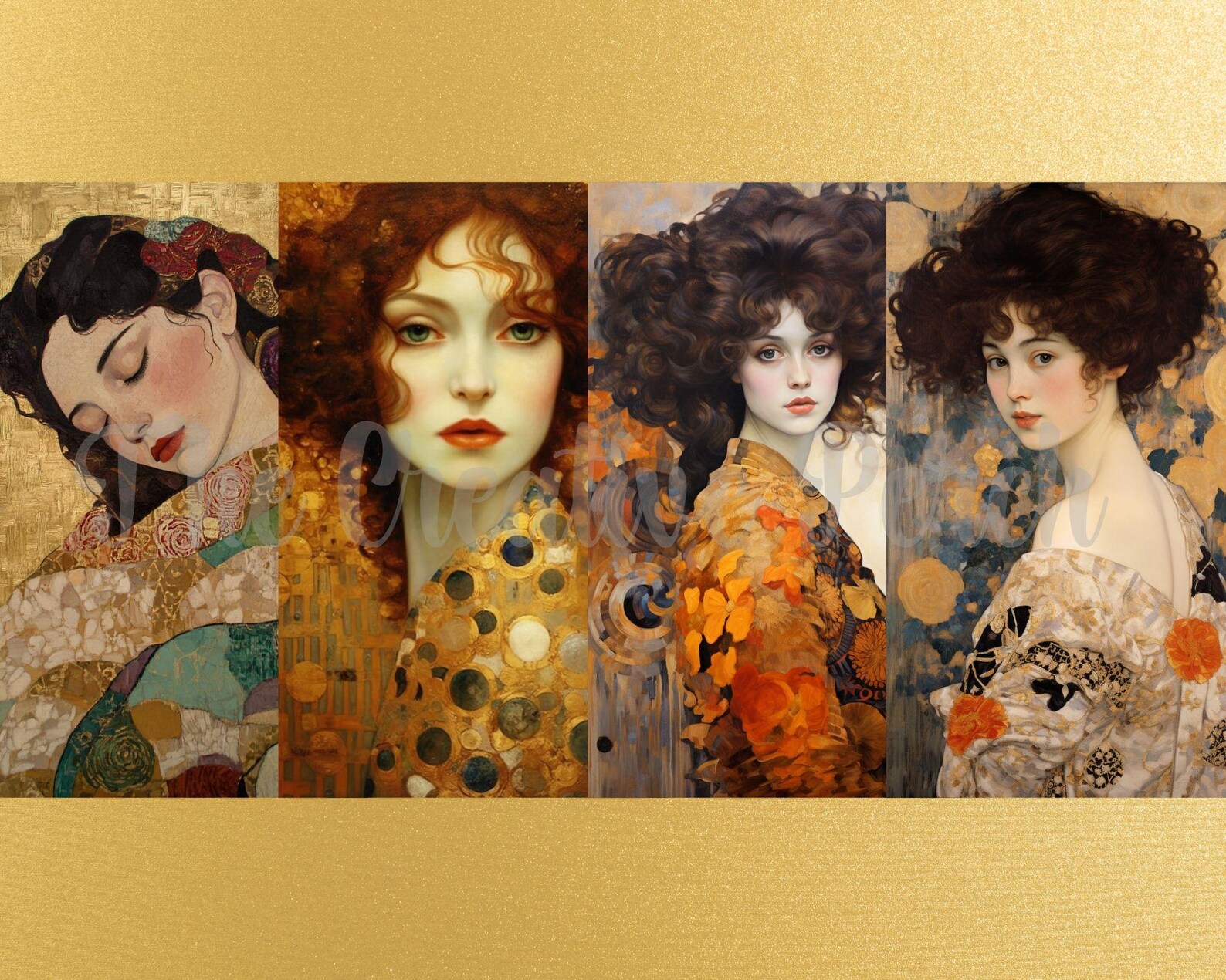 Gustav Klimt ATC Cards, Portrait Journaling Cards, Art Junk Journal ...