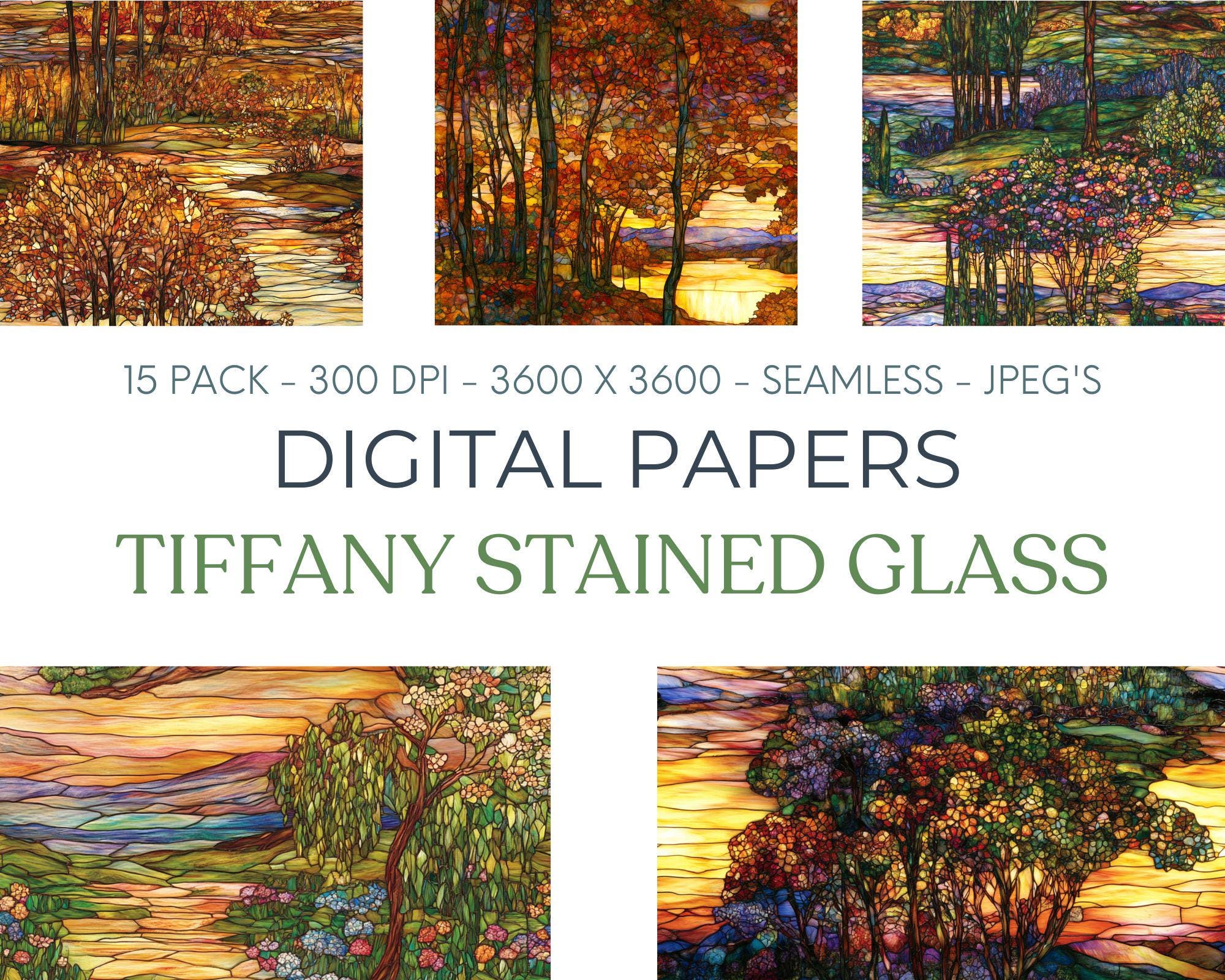 Tiffany Glass Digital Paper Seamless Pattern for Download Art Nouveau ...