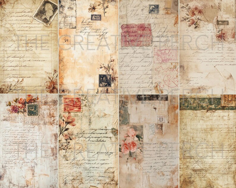 Timeless Letters Antique Digital Paper Junk Journal Printable ...