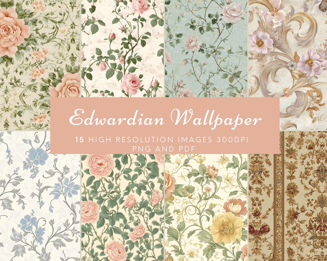 Edwardian Wallpaper Digital Paper Seamless Patterns Vintage Floral ...