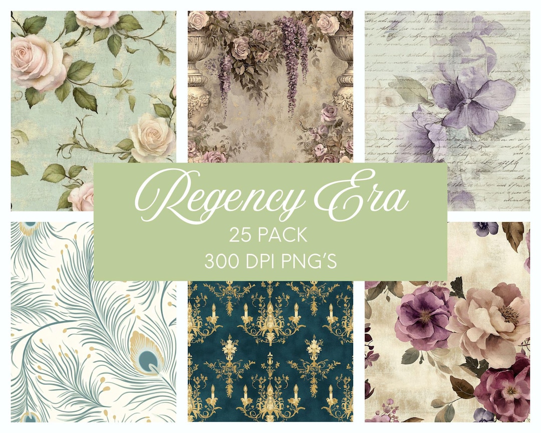 Regency Era Digital Paper Seamless Pattern Download Vintage Digital ...