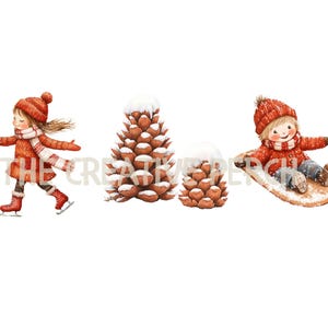 Winter Watercolor Clipart Christmas Gingerbread, Snowy Trees, Woodland ...