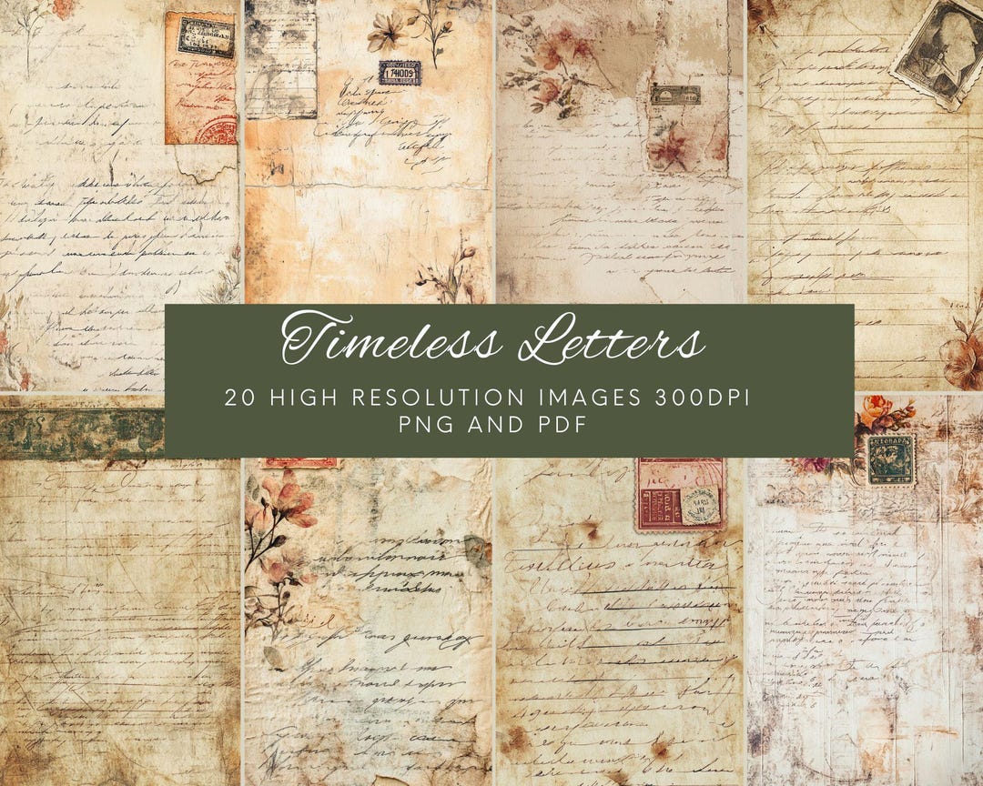 Timeless Letters Antique Digital Paper Junk Journal Printable ...