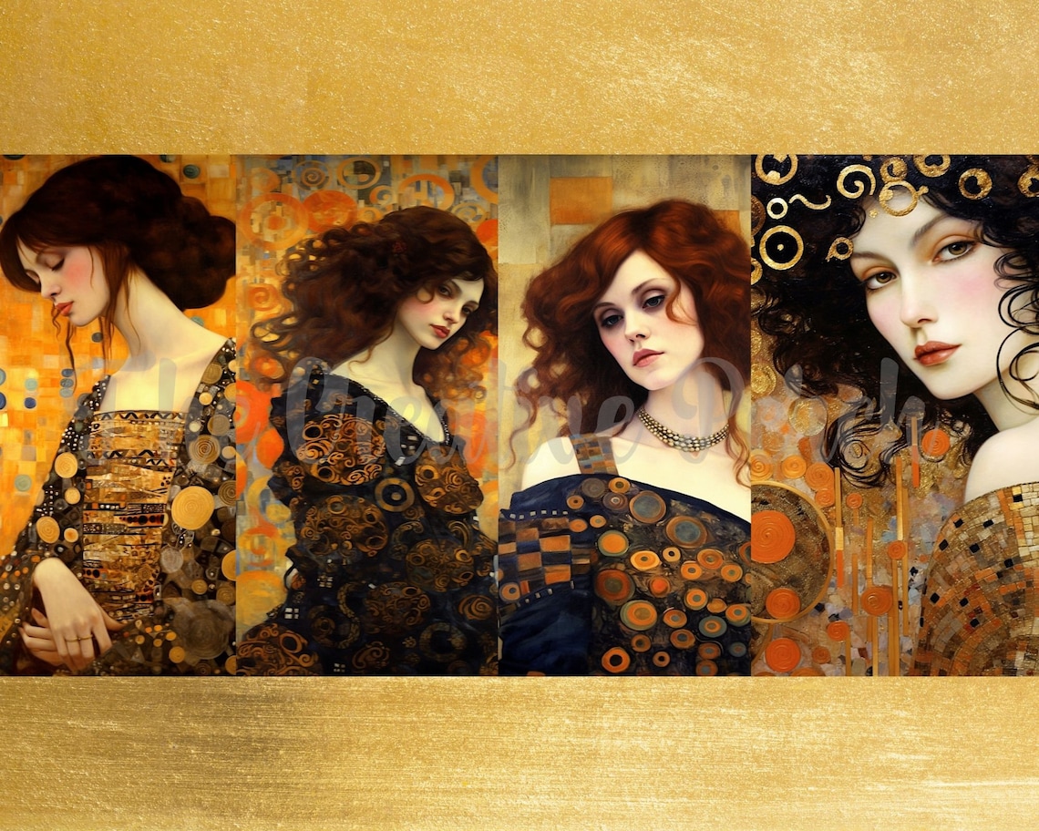 Gustav Klimt ATC Cards, Portrait Journaling Cards Art Junk Journal ...