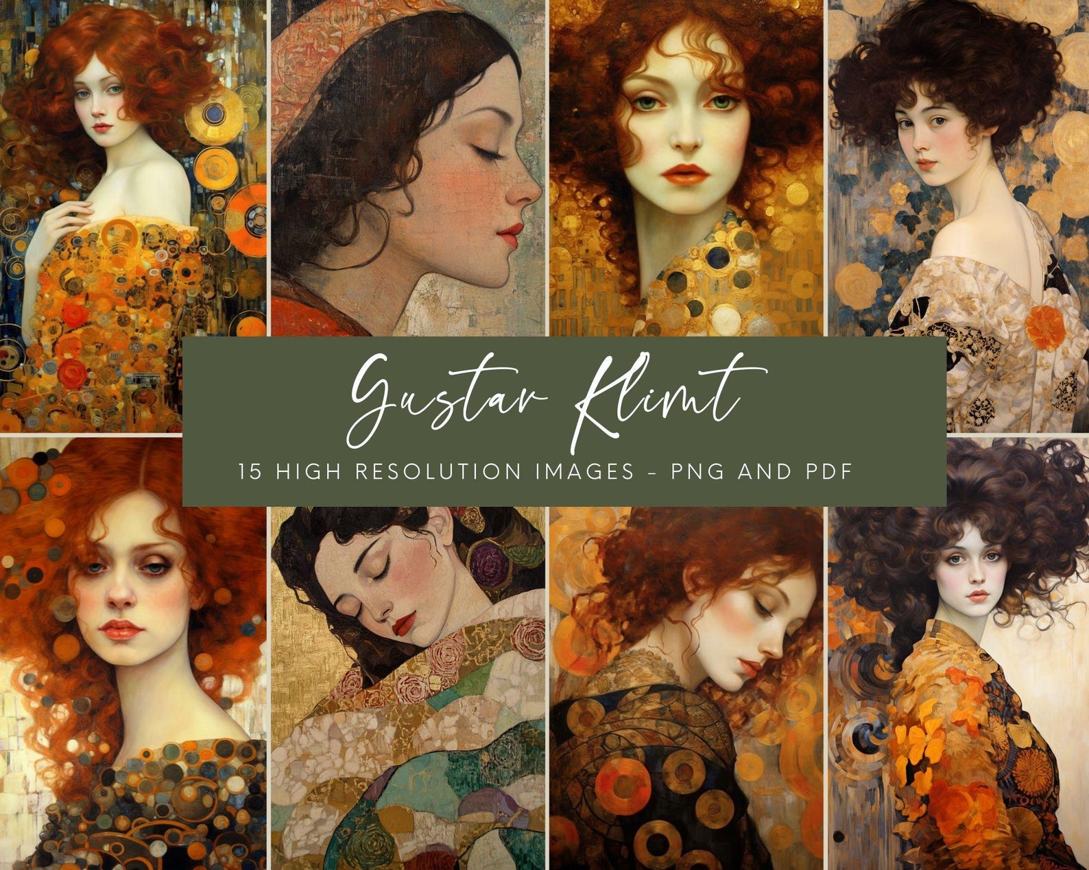 Gustav Klimt ATC Cards, Portrait Journaling Cards, Art Junk Journal ...