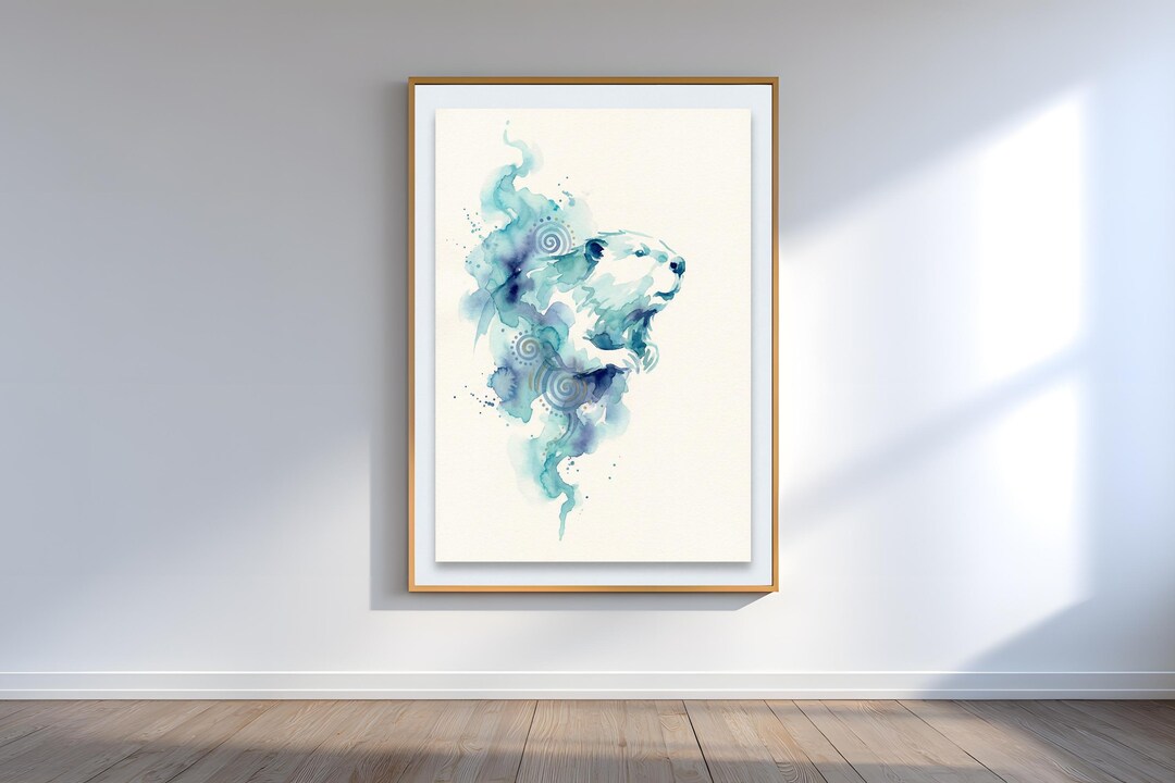 Blue Beaver Watercolor Print, Modern Nursery Wall Art (digital Download ...