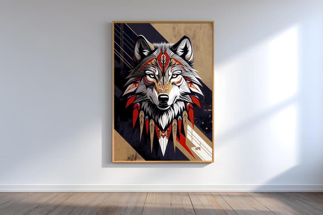 Spirit Wolf Art Print | Crimson Crest Warden, Native Decor (digital ...