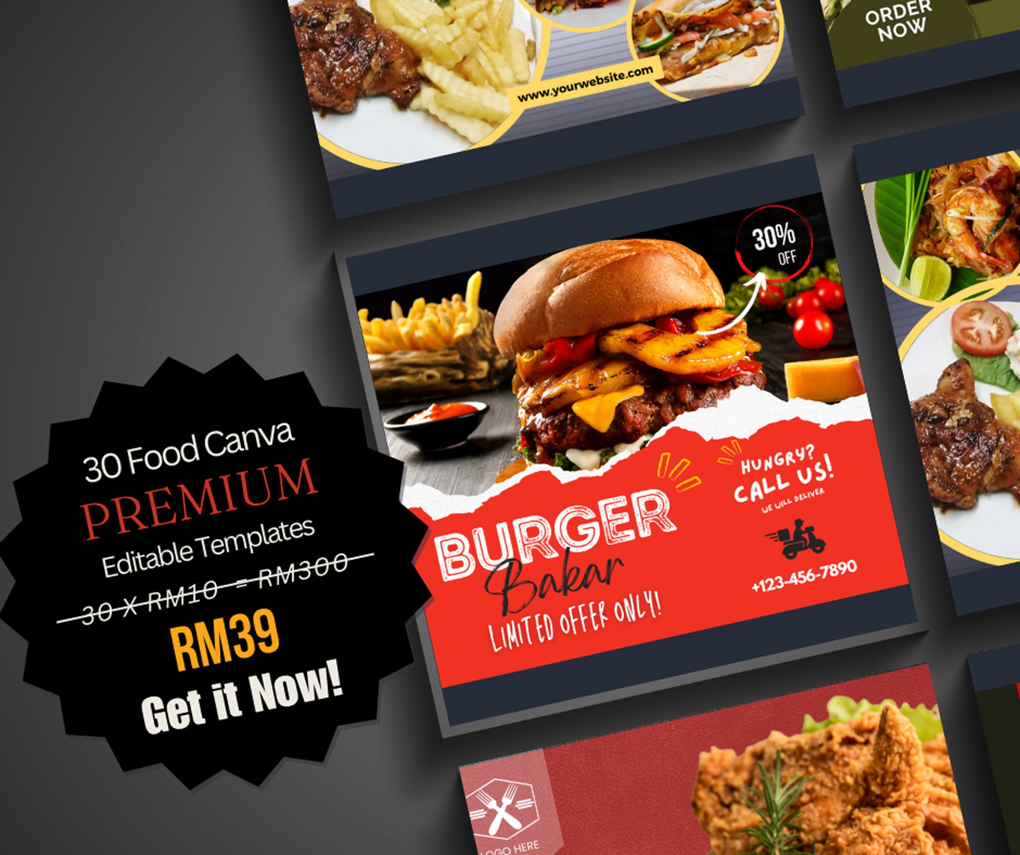 30 Food Canva Premium Editable Templates Collection - Etsy