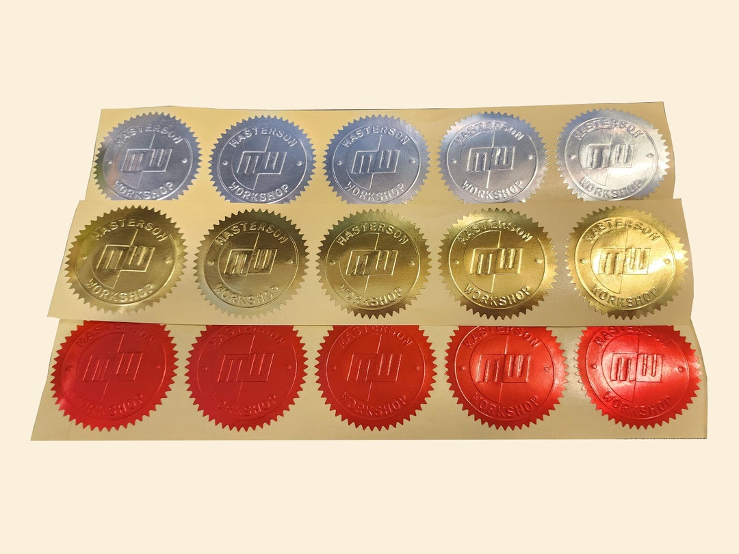 Metallic Foil Certificate Stickers, Blank or Custom Embossing, Gold ...