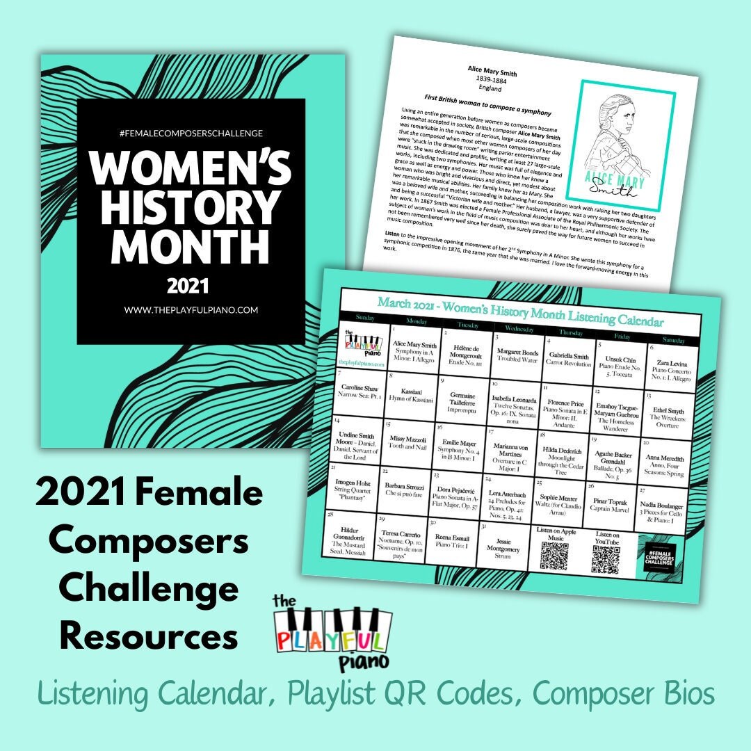 Female Composers Challenge 2021: Listening Calendar & Composer Bios - Etsy