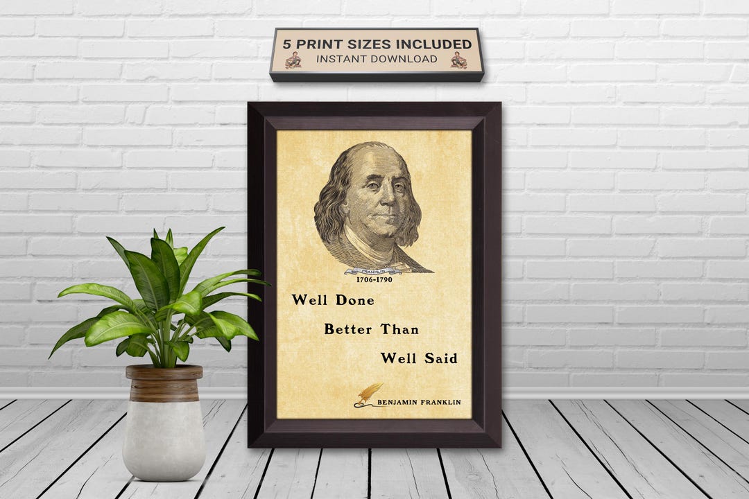 Benjamin Franklin Quote Printable Poster, Inspirational Typography Wall ...