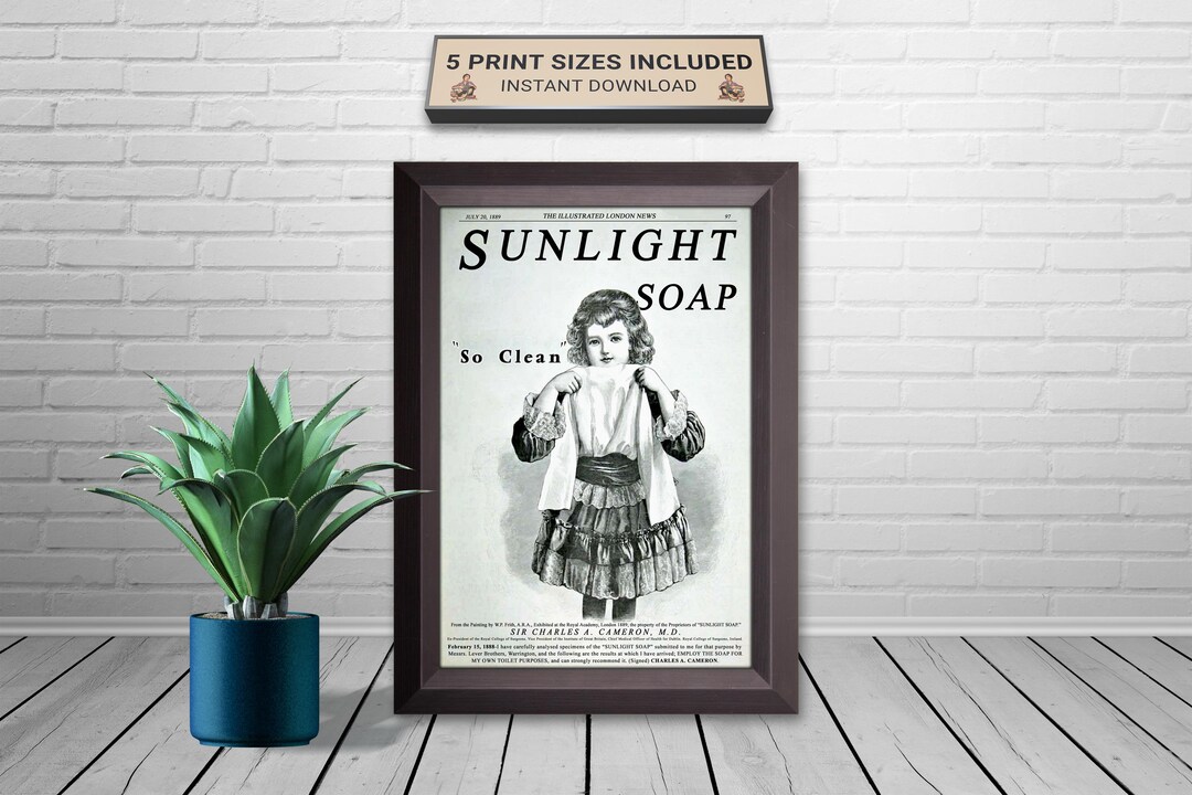 Vintage Sunlight Soap Ad Print: Victorian Bathroom Decor (digital ...