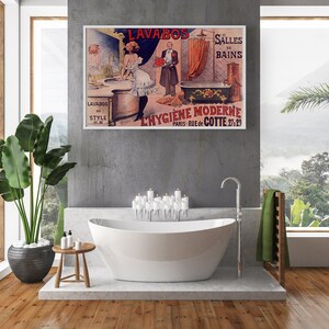1885 French Bathroom Advertisement Poster: Art Nouveau Wall Art ...