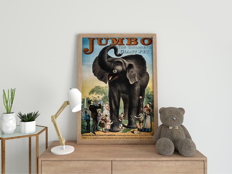 Jumbo Elephant Vintage Circus Poster: Barnum & Bailey Advertisement ...