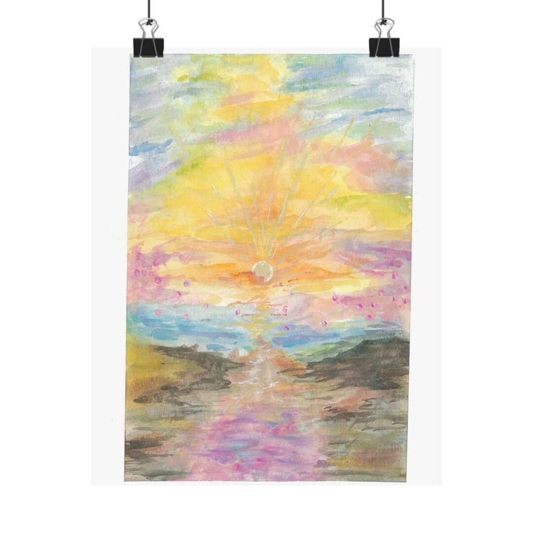 Abstract Gouache Sunset Art Print, Boho Chic Wall Decor - Etsy
