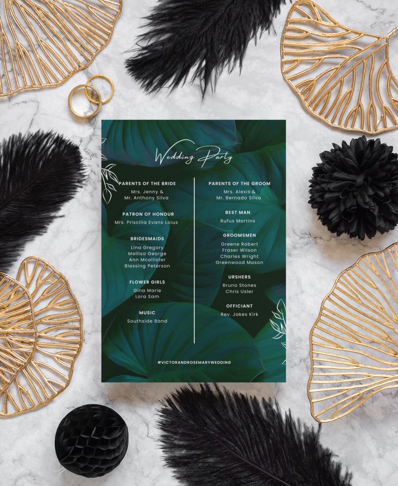 Wedding Program Template, Modern Wedding Ceremony Program Printable ...