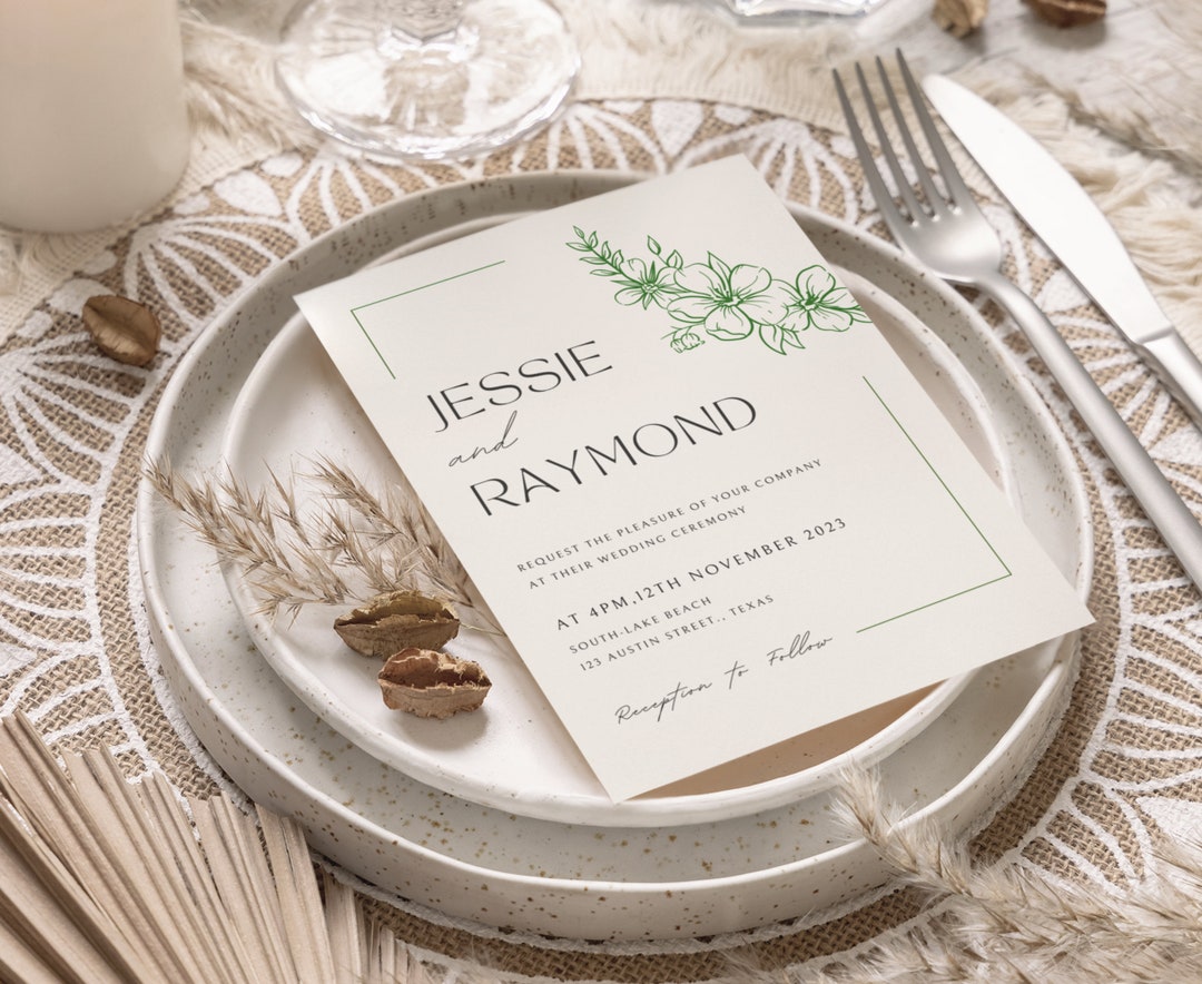 Minimalistic Wedding Card - Digital Download for DIY Printing | Elegant ...