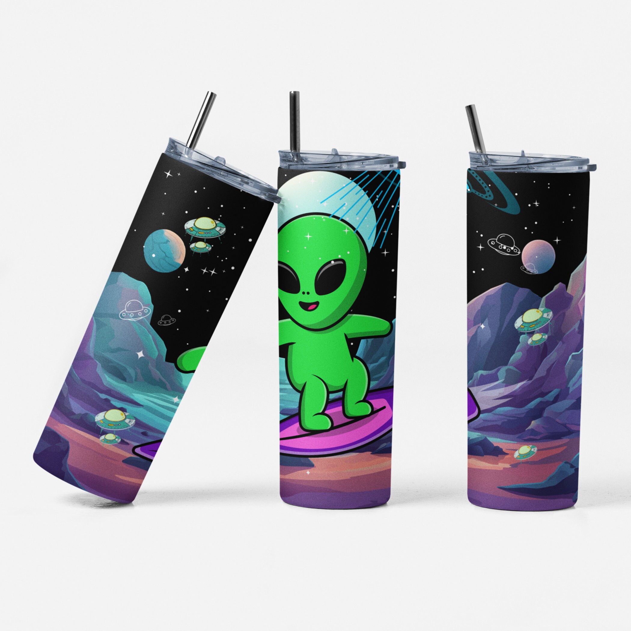 Green Alien Tumbler Sublimation Design, 20 Oz Tumbler PNG, Tumbler Wrap ...