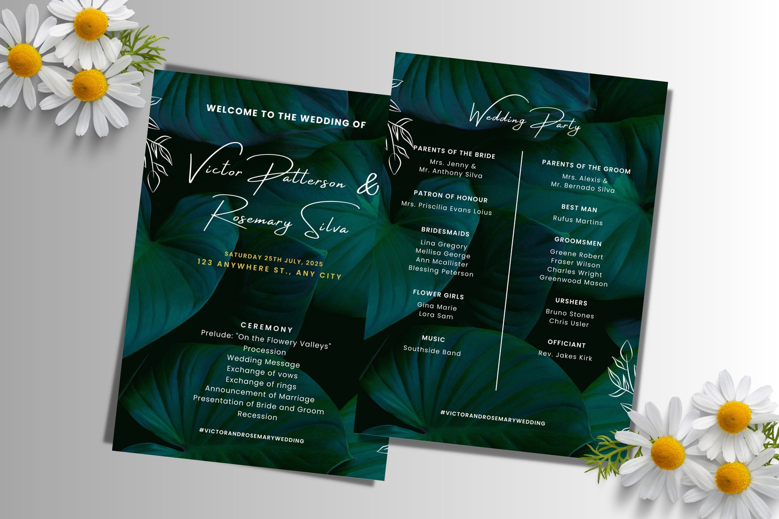 Wedding Program Template, Modern Wedding Ceremony Program Printable ...
