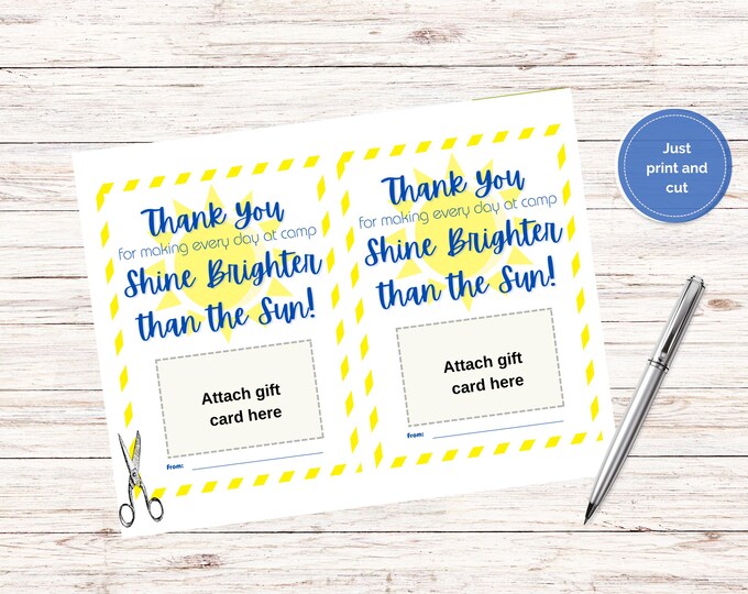 Camp Staff Appreciation Printable Star Candy Gift Tags, Team Member ...