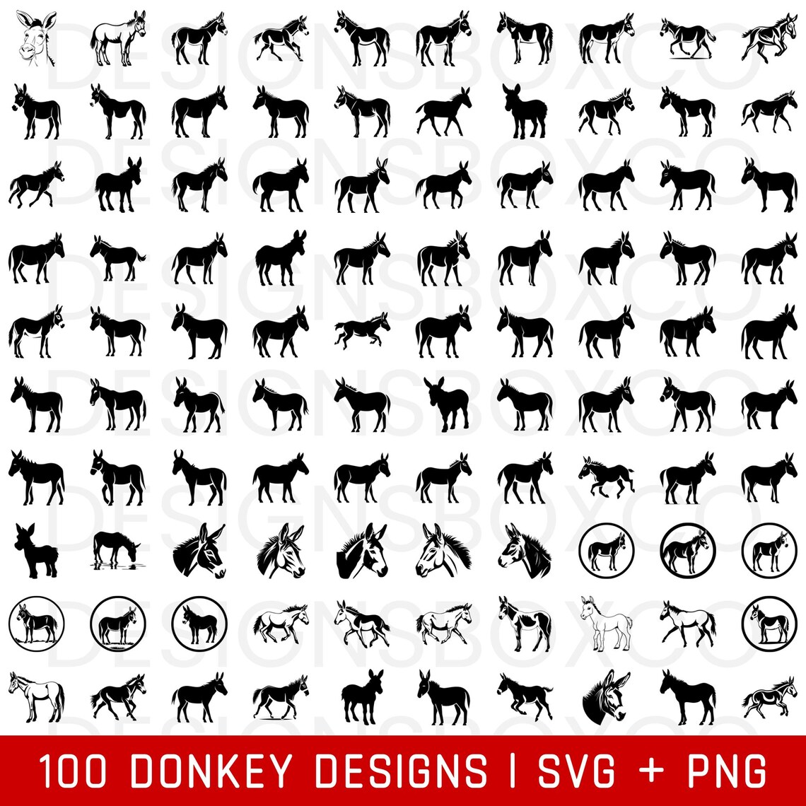 Donkey SVG Bundle - Donkey PNG - Donkey Clipart - Donkey SVG Cut Files ...
