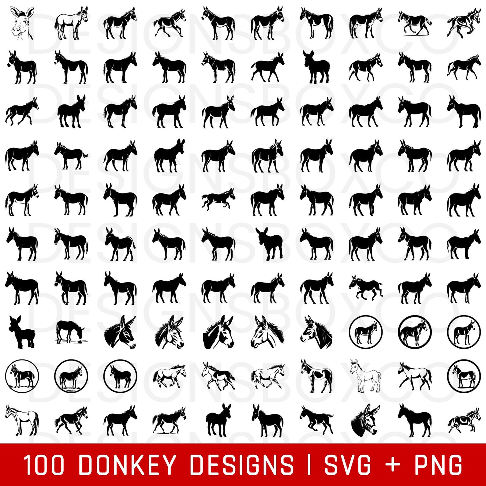 Donkey SVG Bundle - Donkey PNG - Donkey Clipart - Donkey SVG Cut Files ...