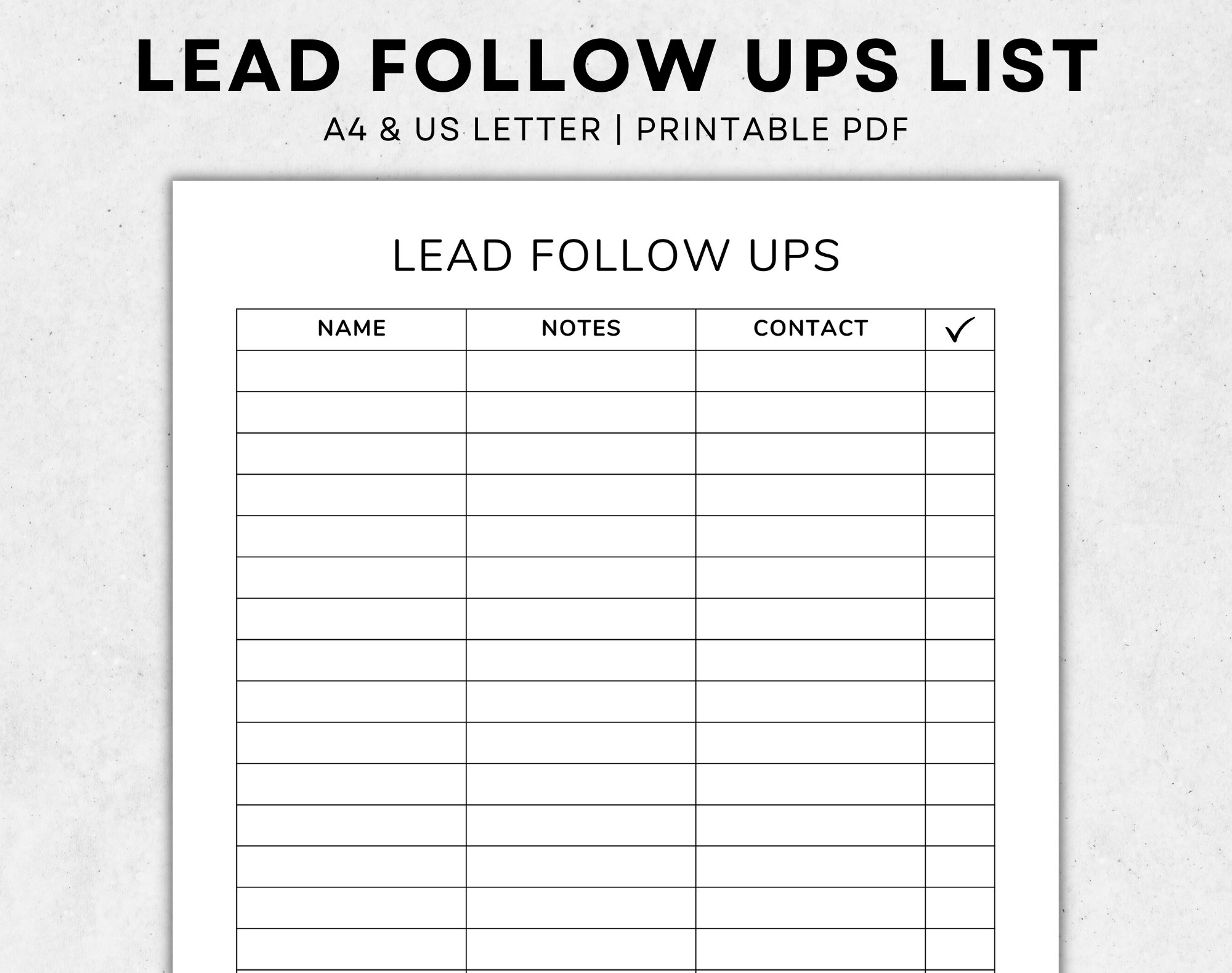 Leads Follow Ups List Printable - Customer Follow up Tracker - Leads ...