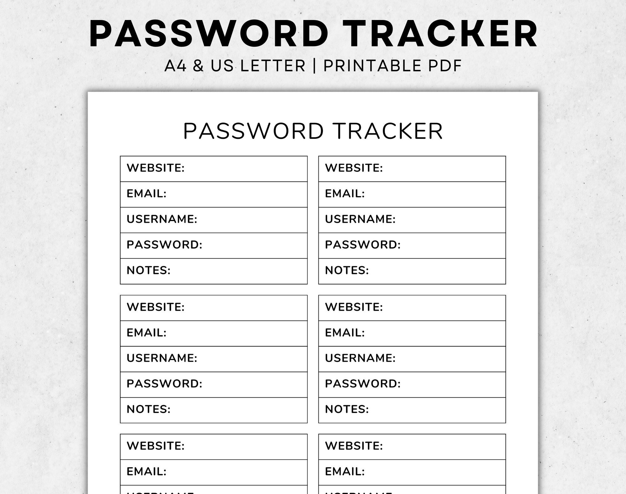 Password Tracker Printable Password Log Password List Password ...