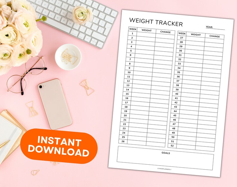 Weight Tracker Printable Weight Loss Tracker Weight Log Weight Loss ...