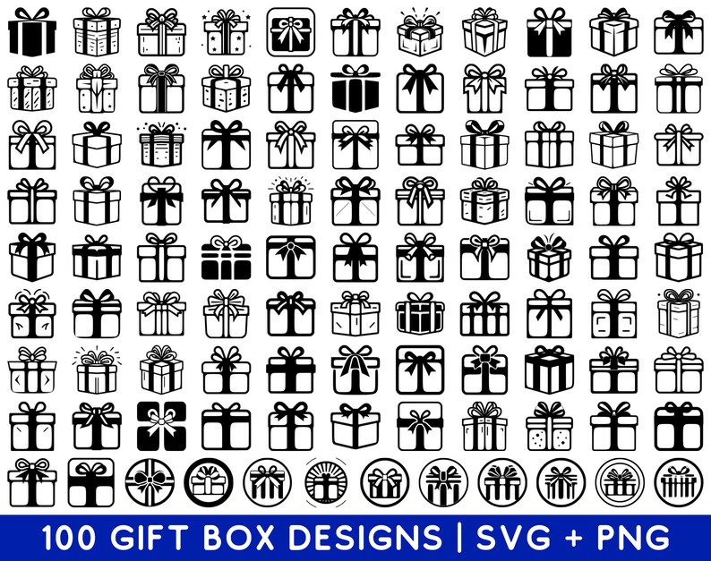 Gift Box SVG Bundle Gift Box PNG Bundle Gift Box Clipart Gift Box SVG ...