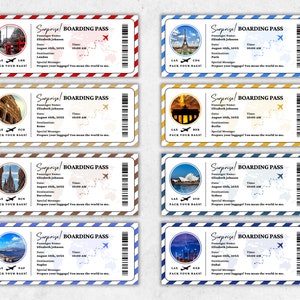 Editable Boarding Pass Canva Template - Printable Personalized Airline ...