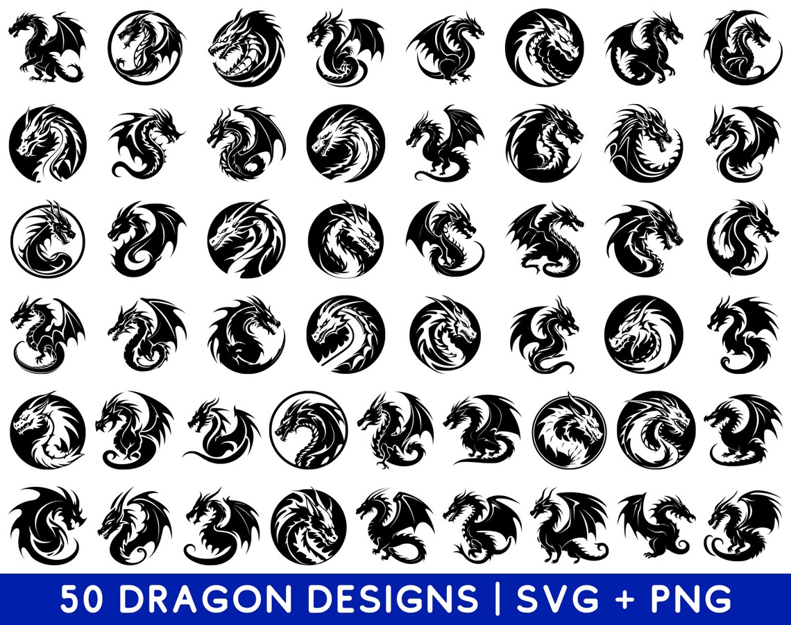 Dragon SVG Bundle Dragon PNG Bundle Dragon Clipart Dragon SVG Cut Files ...